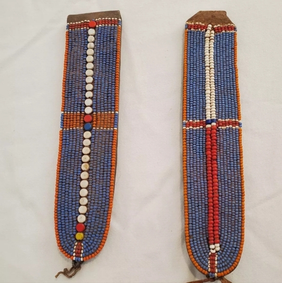 Jewelry | African Maasai Beaded Ear Flaps Handmade Hand Beaded Leather ...
